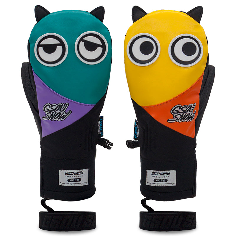 Men's Unisex Gsou Snow Full Leather Snow Mascot Snowboard Gloves Winte ...